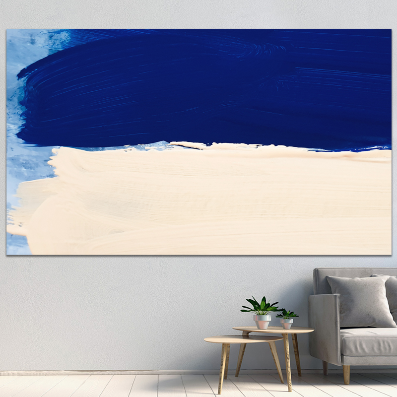 Pinceladas azul y beige